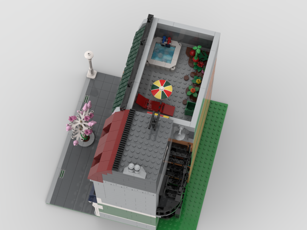 Lego Moc Modular Burger House And Florist By Dioxity Rebrickable