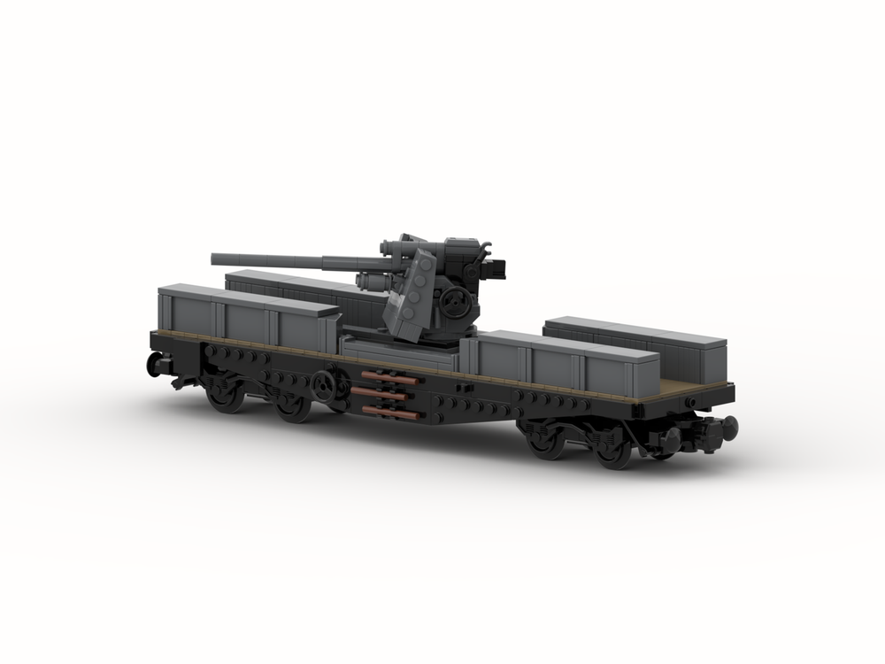 LEGO MOC Schwerer Plattformwagen SSys with mounted 8.8 cm Flak 36 (8w ...