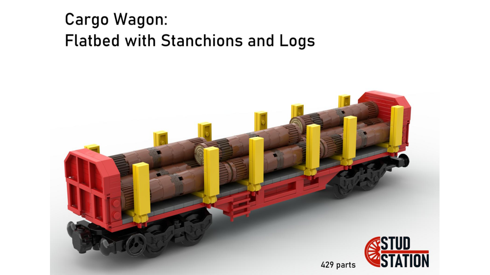 LEGO MOC Cargo Wagon: Flatbed with Stanchions and Logs by StudStation ...