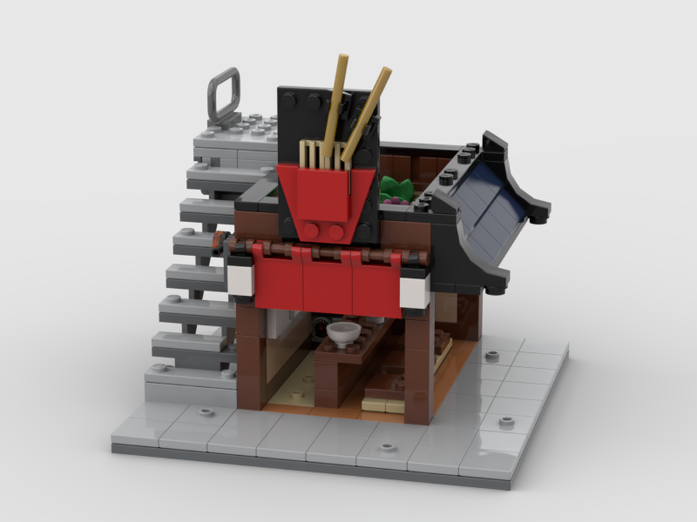 Lego Moc Modular Cyberpunk City Noodle Shop And Auto Doc By Konfu2ius