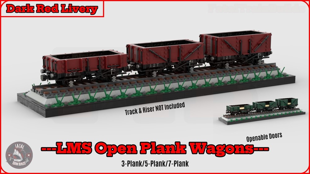 LEGO MOC (Dark Red) LMS Open Plank Wagons (8w) by FatalTrainBuilds ...
