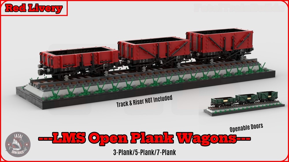 LEGO MOC Lego LMS 12T 3/5/7 Plank Open Wagons (1:48 Scale) (Red) by ...