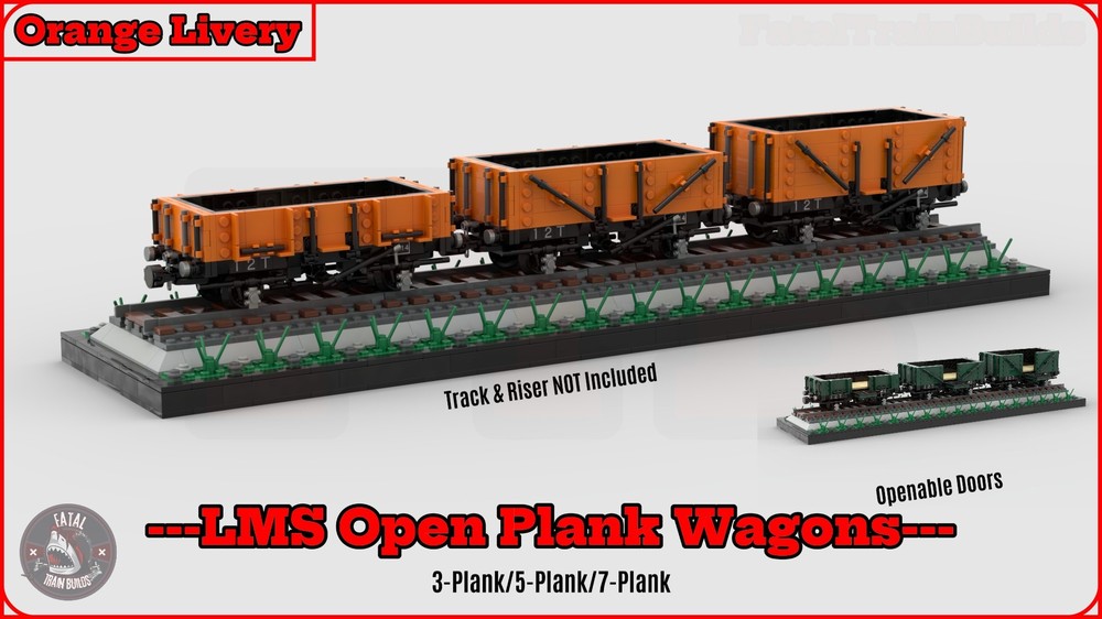 LEGO MOC Lego LMS 12T 3/5/7 Plank Open Wagons (1:48 Scale) (Orange) by ...