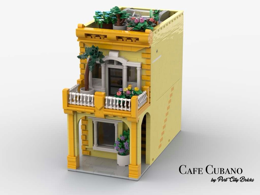 LEGO MOC Cafe Cubano - Coffee Shop and Apartment Modular with Rooftop ...