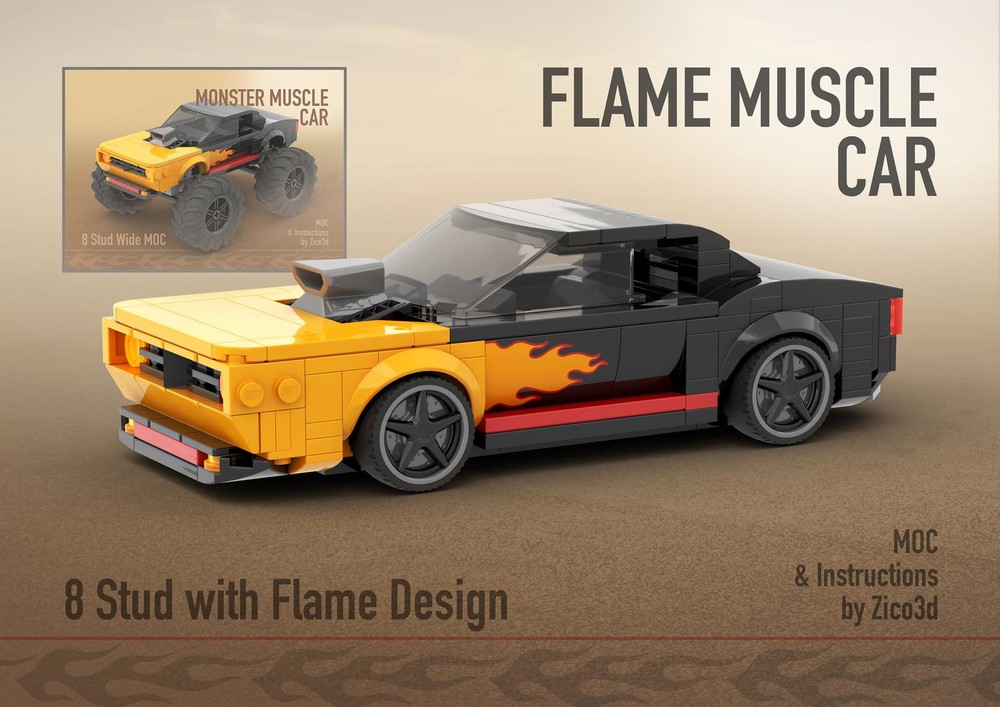 LEGO MOC 8 Stud Flame Muscle car by Zico3d | Rebrickable - Build with LEGO