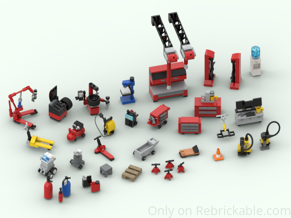 LEGO MOC Speed Champions mechanic and garage equipment collection by ac ...