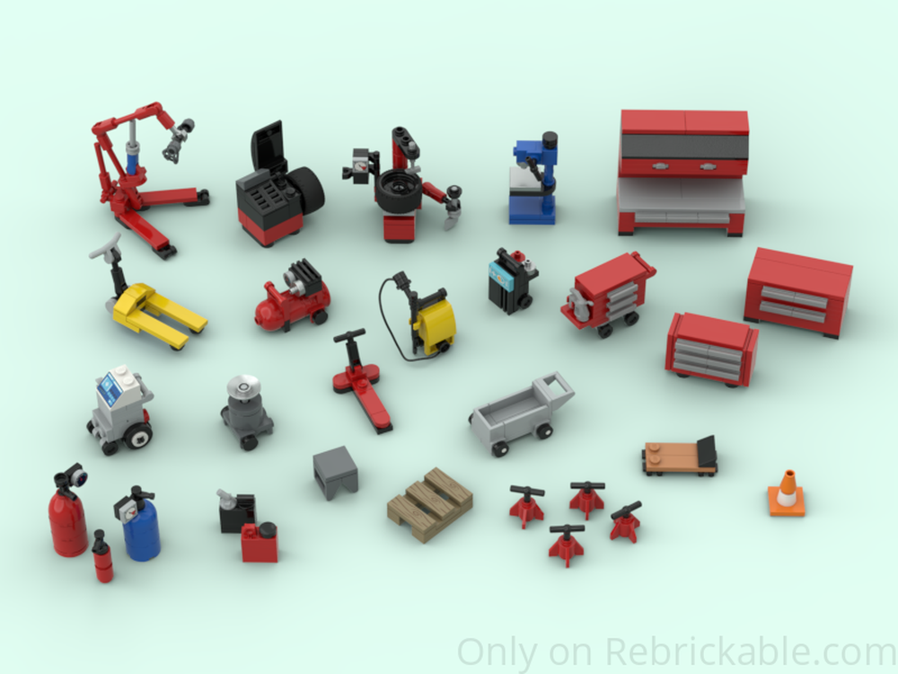 LEGO MOC Speed Champions mechanic and garage equipment collection by ac ...