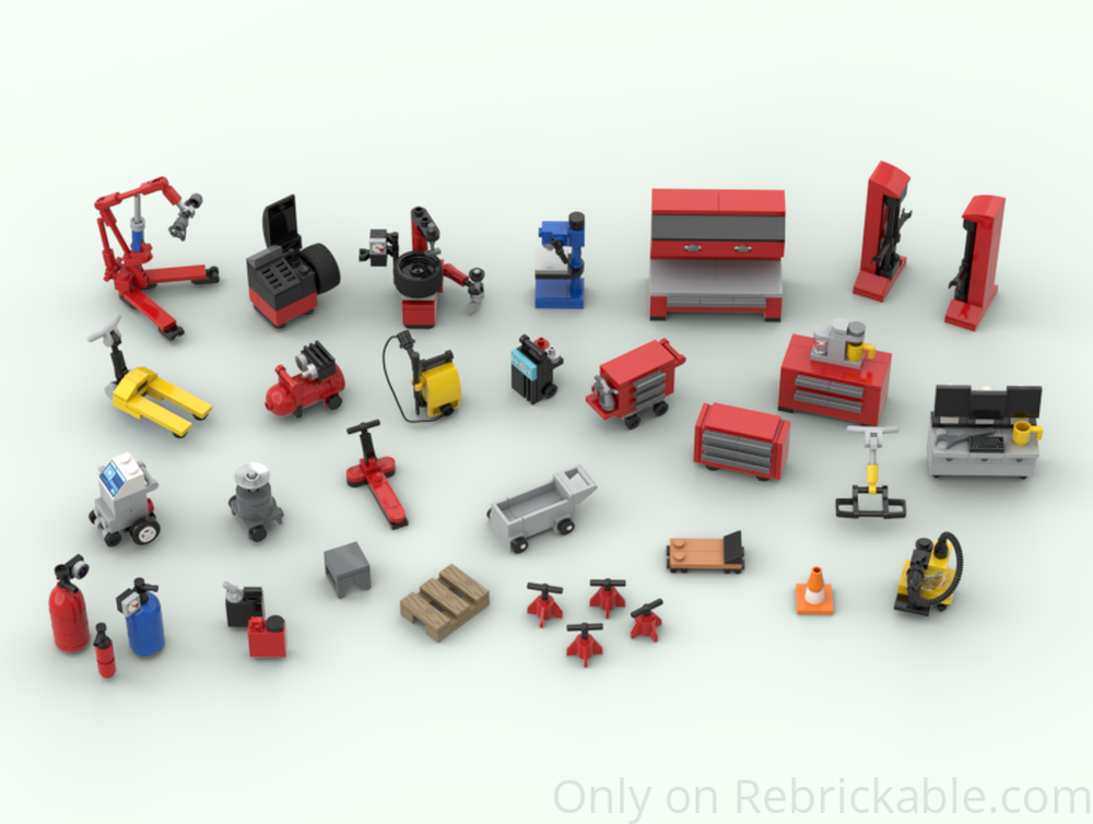 LEGO MOC Speed Champions mechanic and garage equipment collection by ac ...