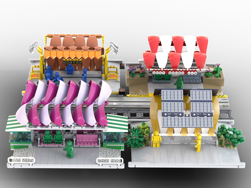 LEGO MOC 4 Transit Stations - Monorail, Bus, Train, Light Rail by ...