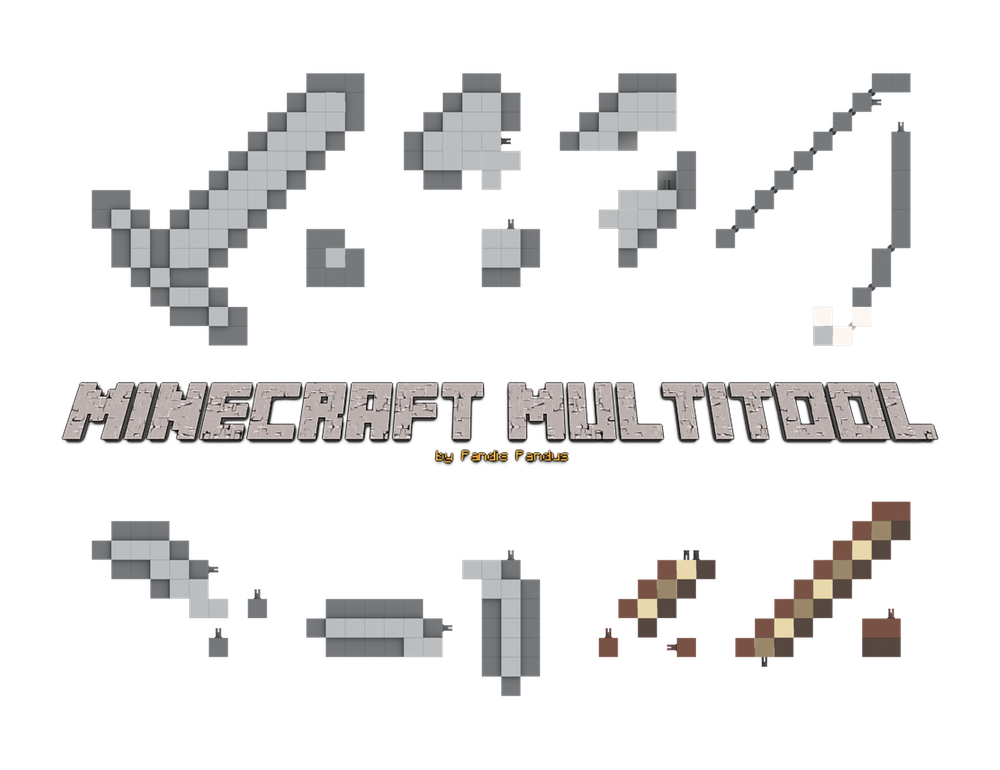 LEGO MOC Minecraft Modular Stick: Pickaxe, Axe, Shovel, Fishing Rod ...