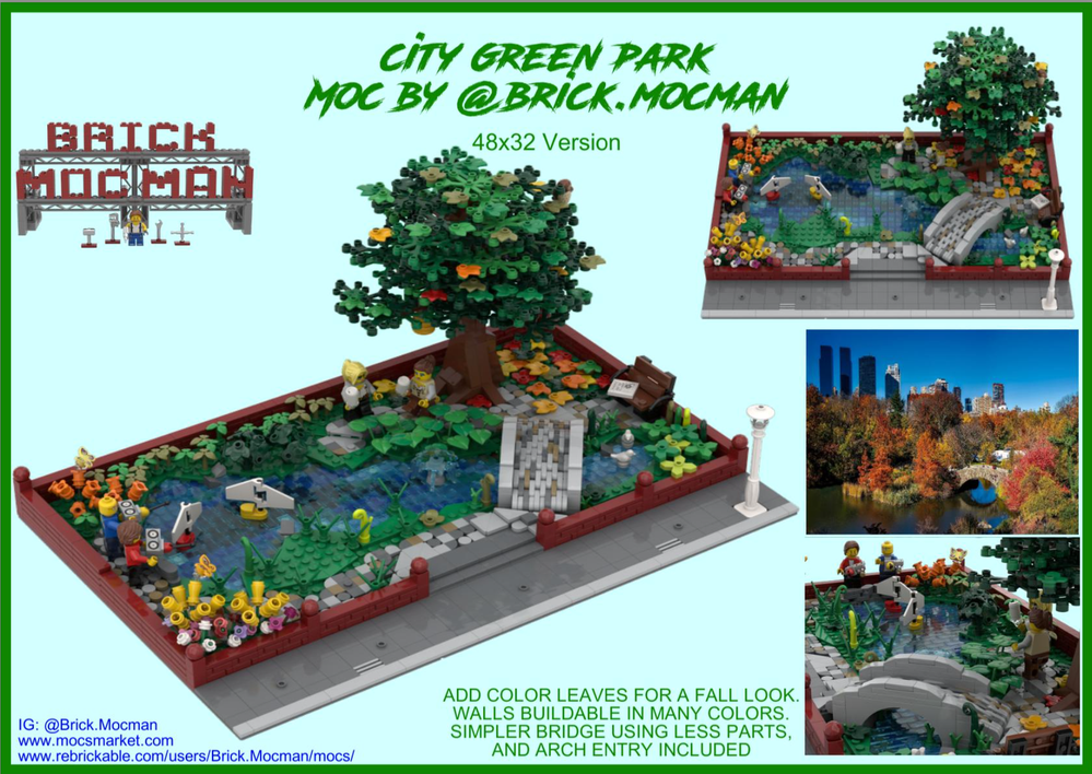 LEGO MOC City Green - Central Park & Pond - 48x32 Baseplate by Brick.Mocman | Rebrickable ...