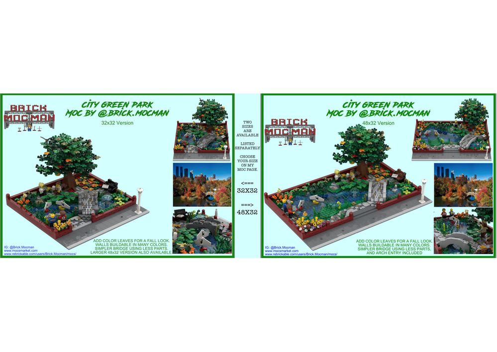 LEGO MOC City Green - Central Park & Pond - 48x32 Baseplate by Brick ...
