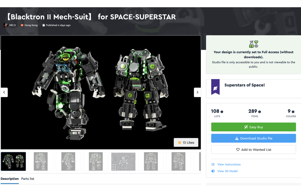 Lego Moc 【blacktron Ii Mech Suit】 For Space Superstar By Mryj