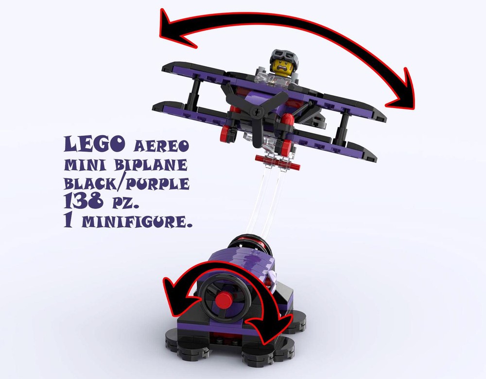 LEGO MOC MINI AEREO -BIPLANE BLACK-PURPLE- by EmanueLego | Rebrickable ...