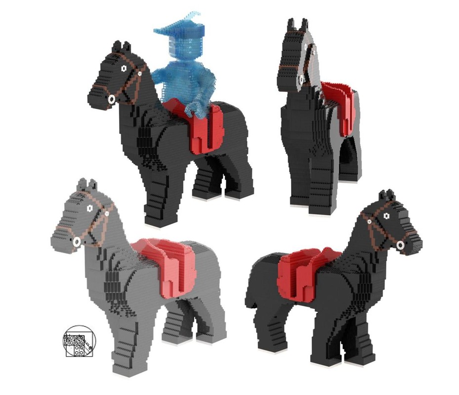 LEGO MOC Maxi Figure black horse with red saddle by Bricksculpture.net ...
