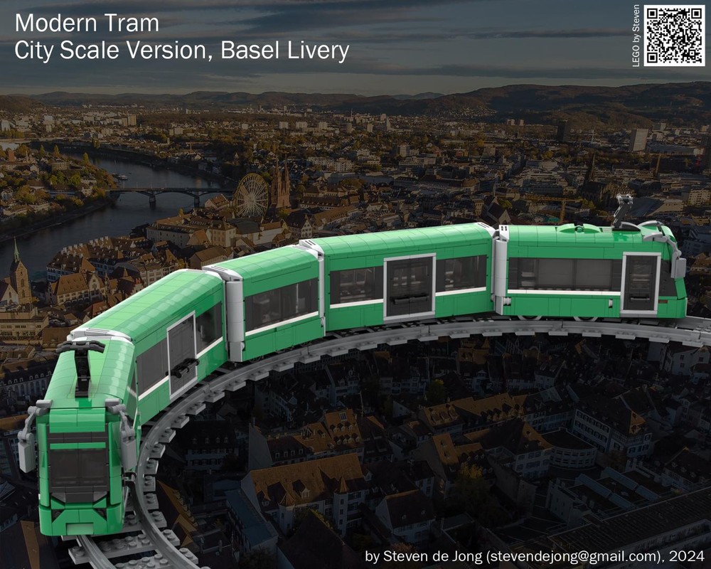 LEGO MOC Cityflex L5 Tram (City Scale, Basel Livery, RC) by ...