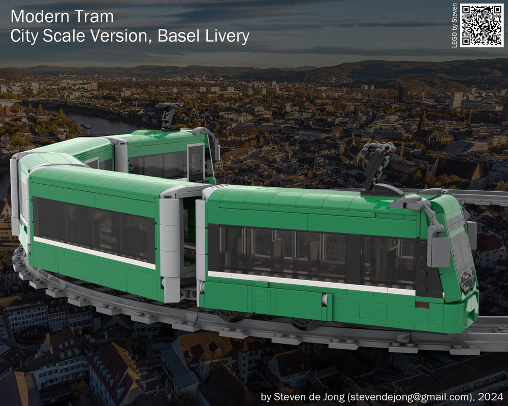 LEGO MOC Cityflex L5 Tram (City Scale, Basel Livery, RC) by ...