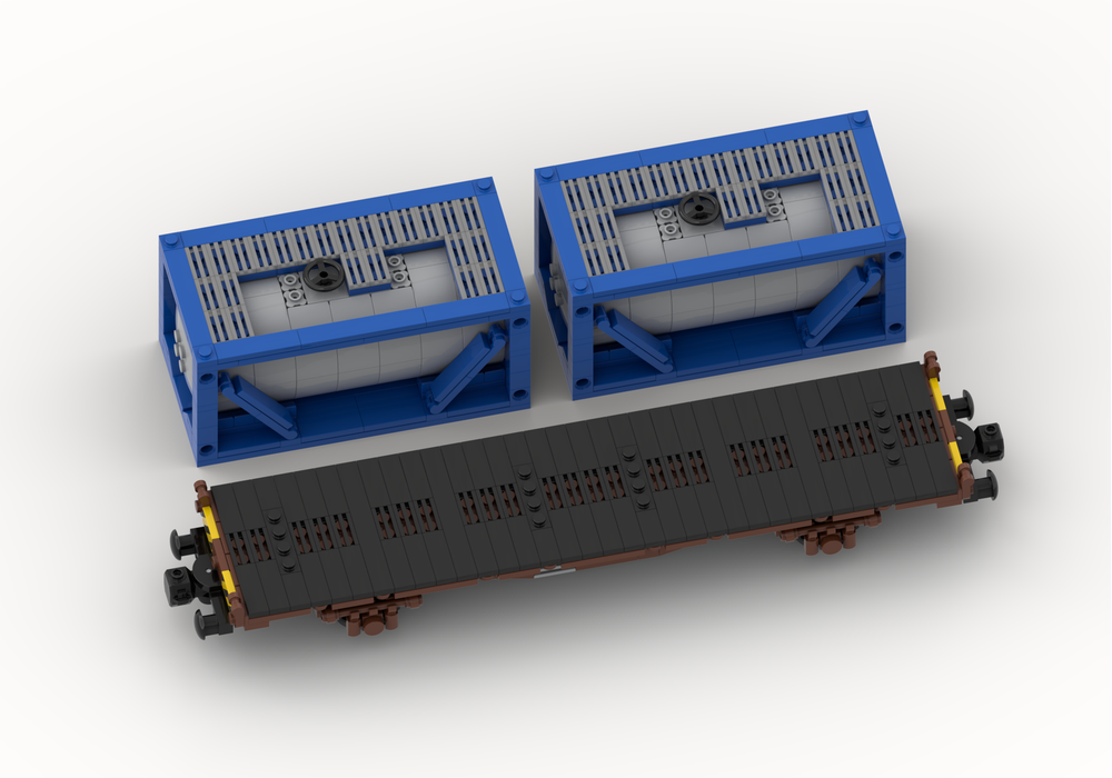 Lego Moc Freight Wagon Lgjs 598 With 20ft Container Tanks 8w By