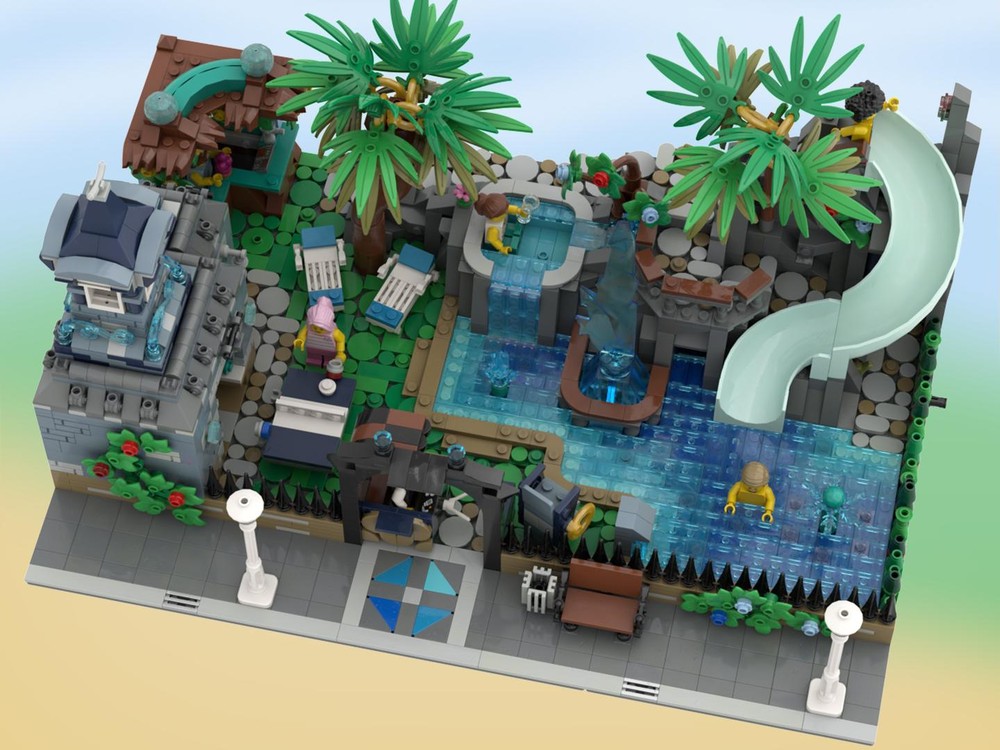 Lego Moc Modular Swimming Pool By Achrobrickz Rebrickable Build