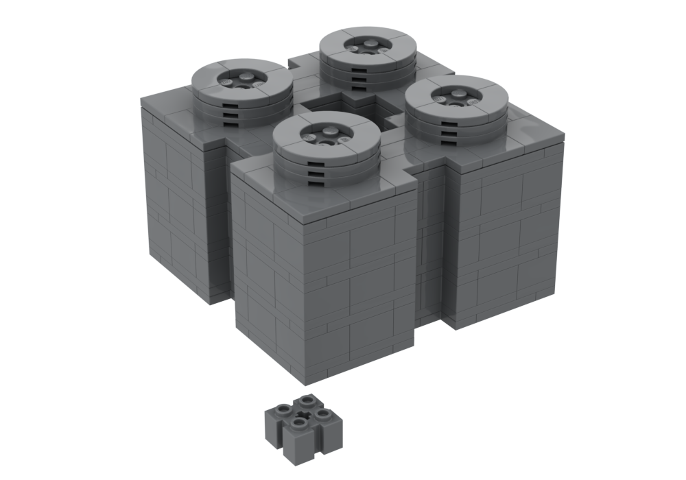 LEGO MOC Upscaled 2x2 Brick with Channels/Grooves and Axle Hole by ...