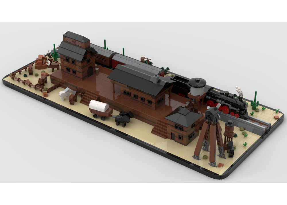 Lego Moc Western Steam Train And Station Microscale By Nirvanese