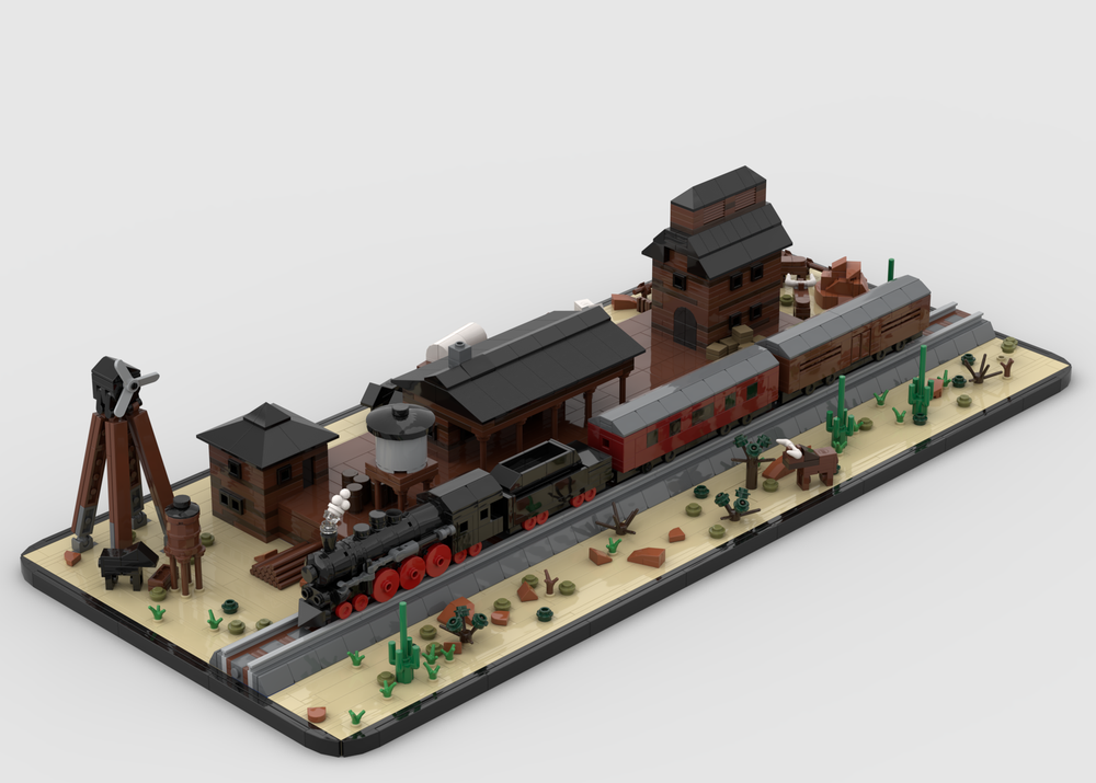 LEGO MOC Western Steam Train and Station (microscale) by Nirvanese ...