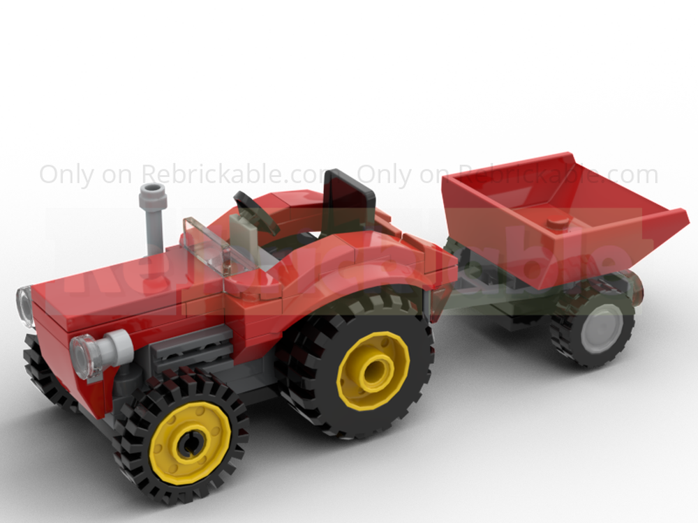 LEGO MOC small red tractor with trailer by DJP760 | Rebrickable - Build ...