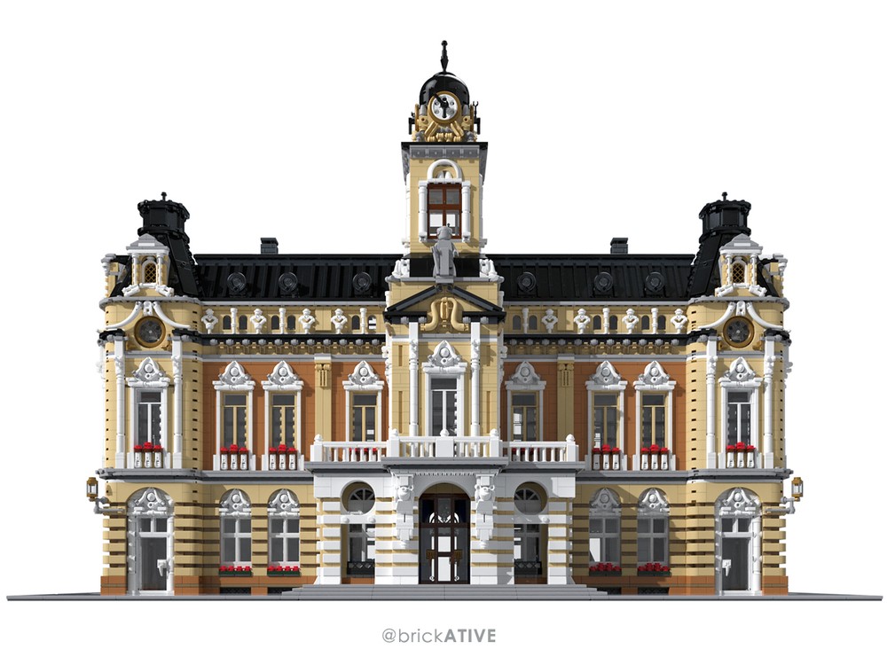 Lego Moc Town Hall By Brickative Rebrickable Build With Lego