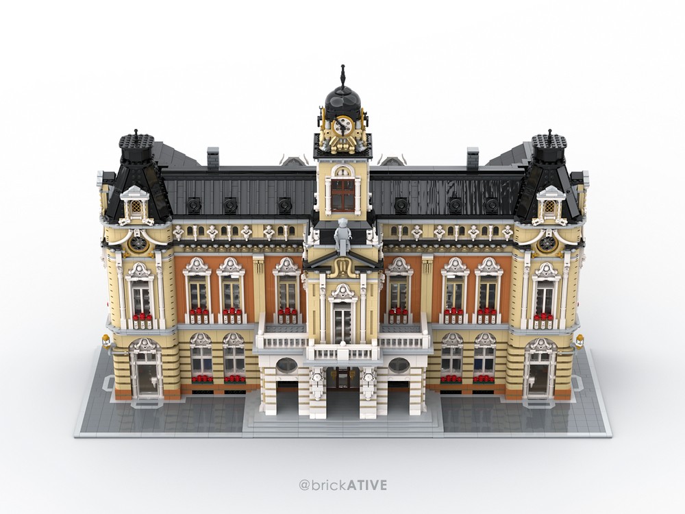 Lego Moc Town Hall By Brickative Rebrickable Build With Lego