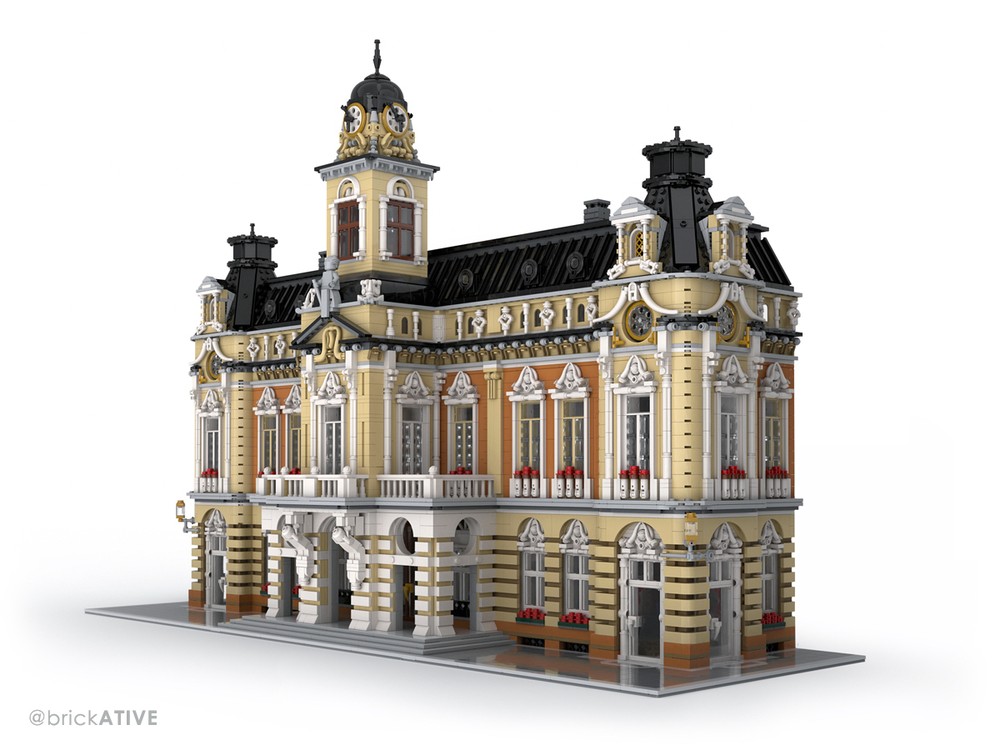 Lego Moc Town Hall By Brickative Rebrickable Build With Lego