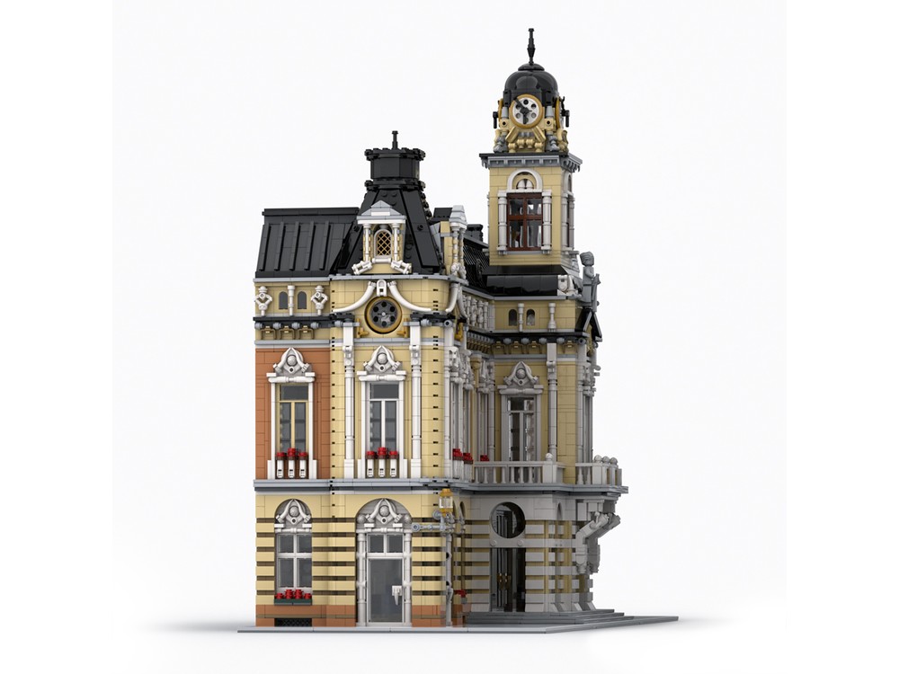 Lego Moc Town Hall By Brickative Rebrickable Build With Lego
