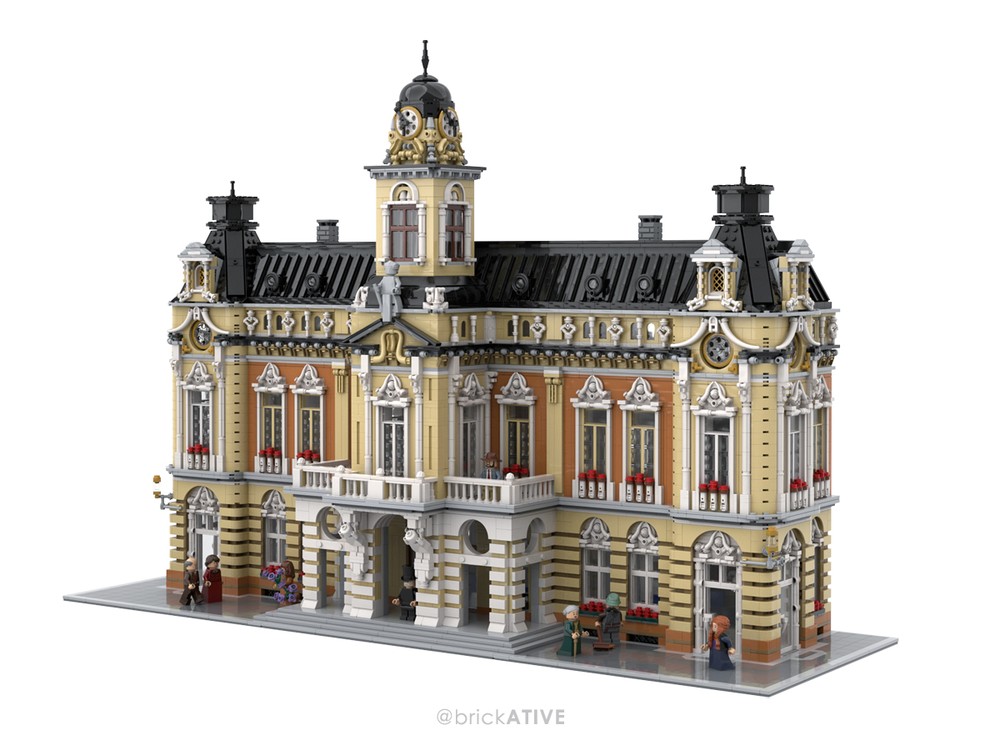 Lego Moc Town Hall By Brickative Rebrickable Build With Lego