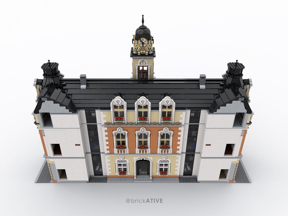 Lego Moc Town Hall By Brickative Rebrickable Build With Lego