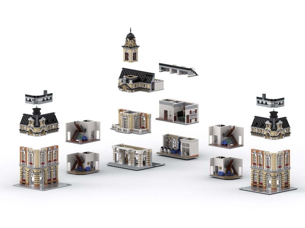 Lego Moc Town Hall By Brickative Rebrickable Build With Lego