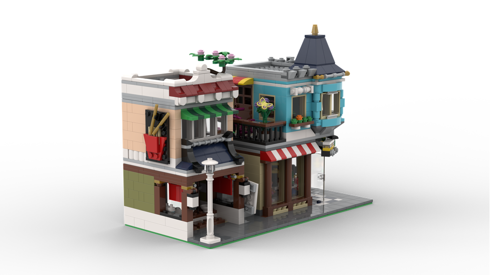 Lego Moc Toy Shop And Noodle Shop Corner Modular By Srtreze
