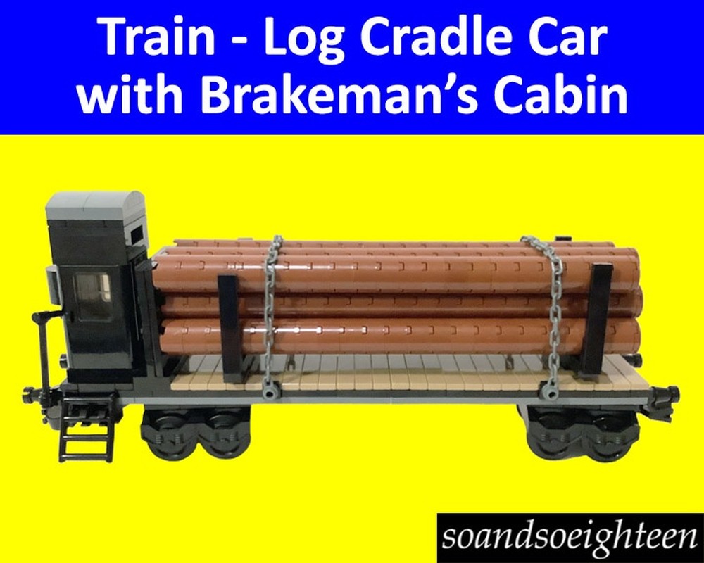 LEGO MOC Train - Log Cradle Car with Brakeman's Cabin by Soandso ...