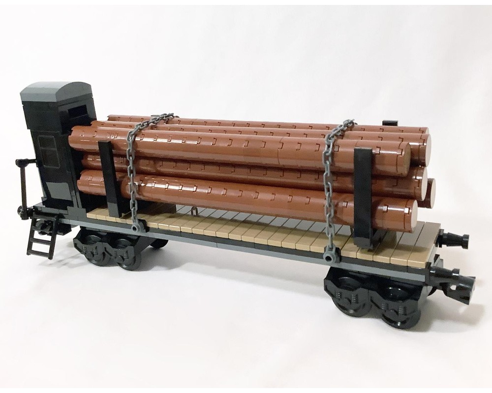 Lego Moc Train Log Cradle Car With Brakemans Cabin By Soandso