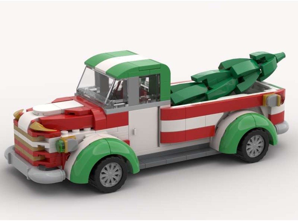 LEGO MOC Classic Christmas Pick-up - rounded fenders - Red & Green ...