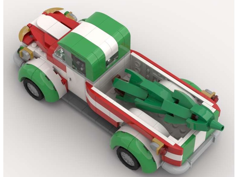 LEGO MOC Classic Christmas Pick-up - rounded fenders - Red & Green ...