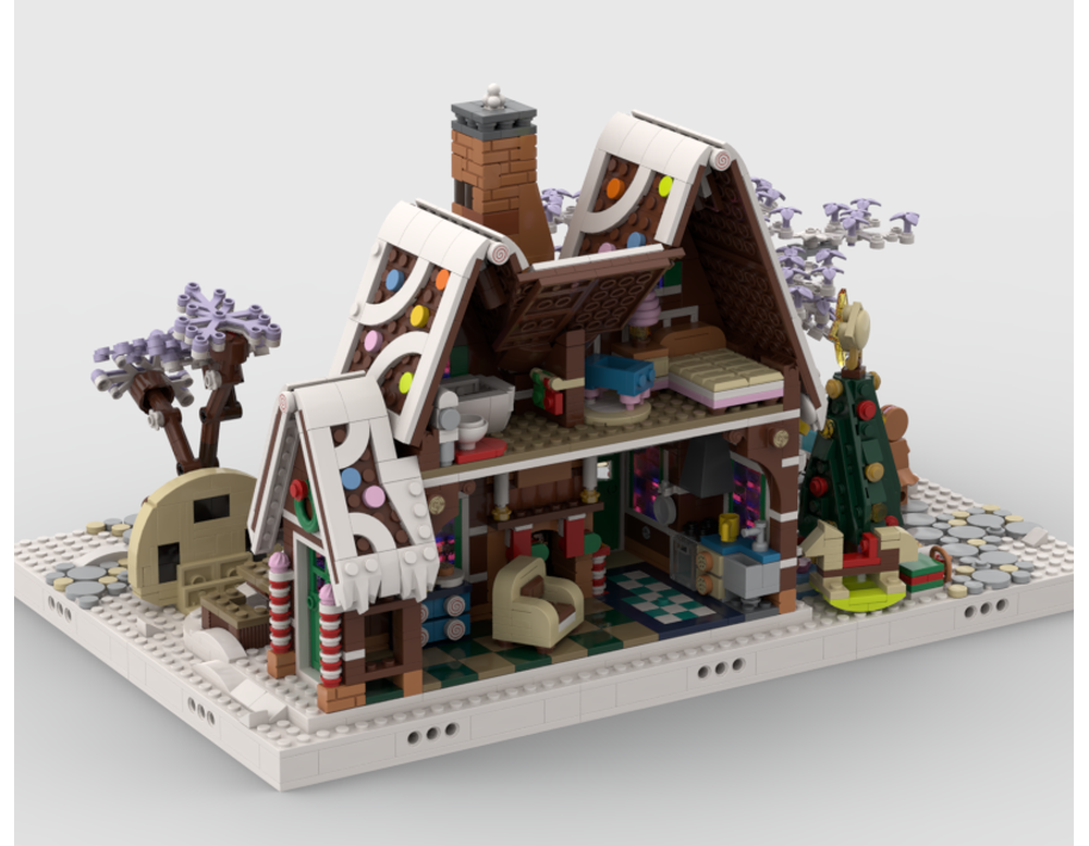 Lego Moc Winter Village Display For Set 10267 Gingerbread House By