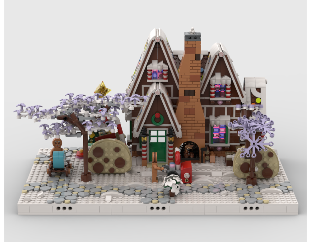 Lego Moc Winter Village Display For Set 10267 Gingerbread House By