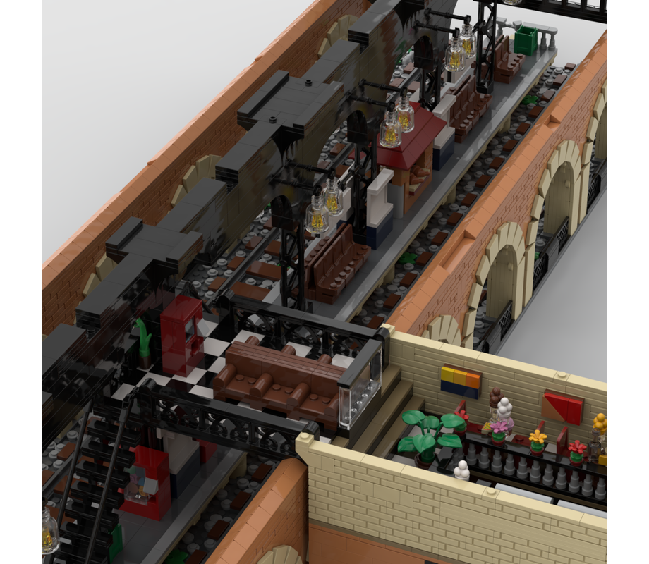 LEGO MOC Modular Train Station by Leo G | Rebrickable - Build with LEGO