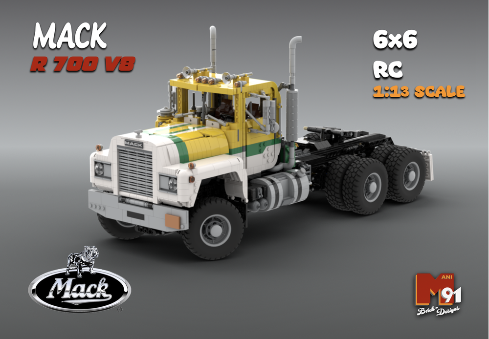 LEGO MOC MACK R700 RC 6x6 1:13 white by Mani91 | Rebrickable - Build ...