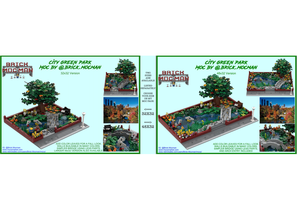 LEGO MOC City Green - Central Park & Pond - 32x32 Baseplate by Brick ...