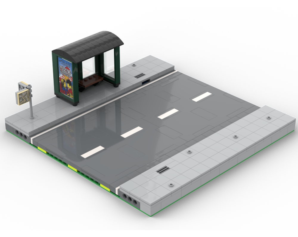 Lego Moc Mils Road Straight Bus Stop By Brickland Hills Rebrickable