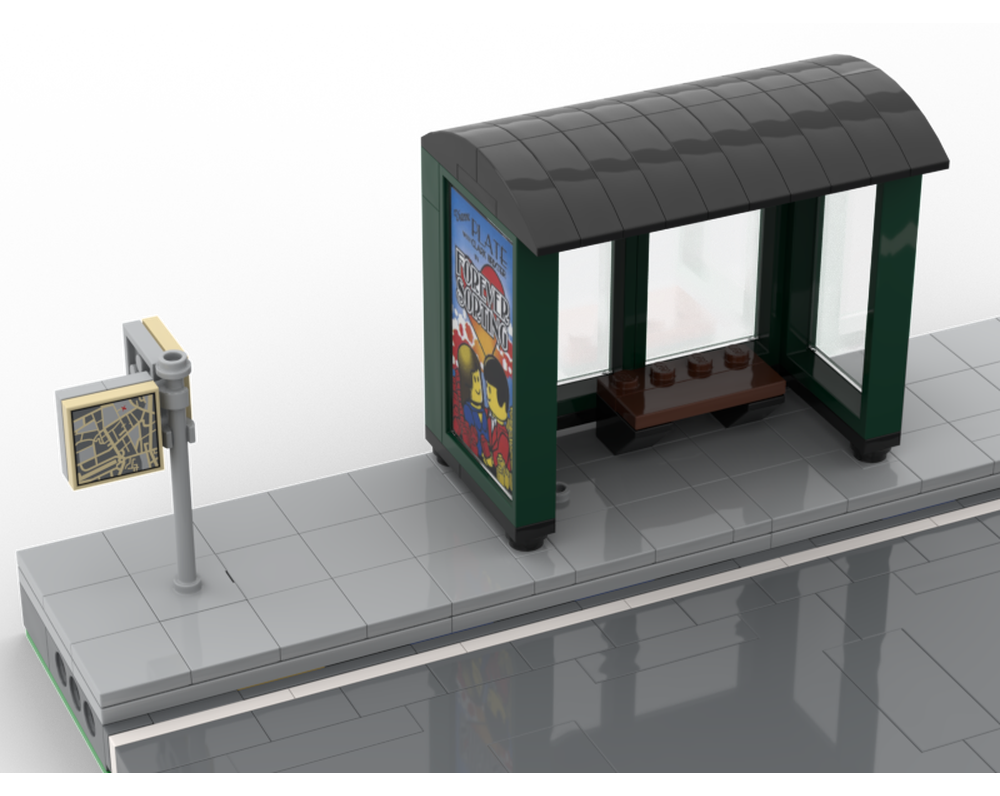 Lego Moc Mils Road Straight Bus Stop By Brickland Hills Rebrickable