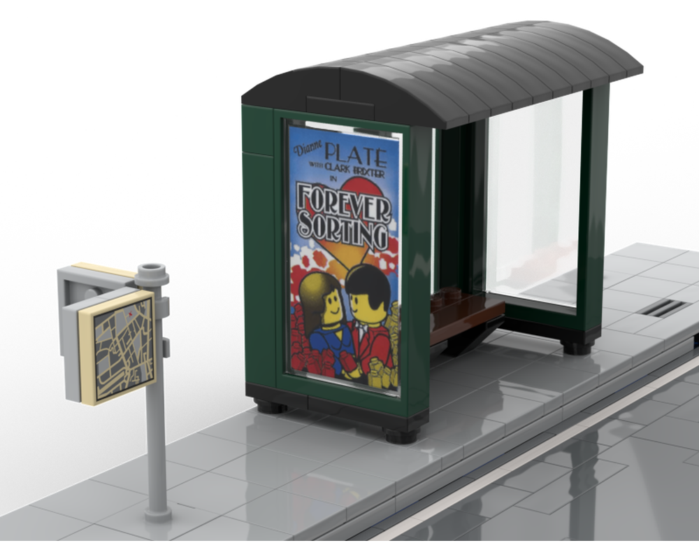 Lego Moc Mils Road Straight Bus Stop By Brickland Hills Rebrickable