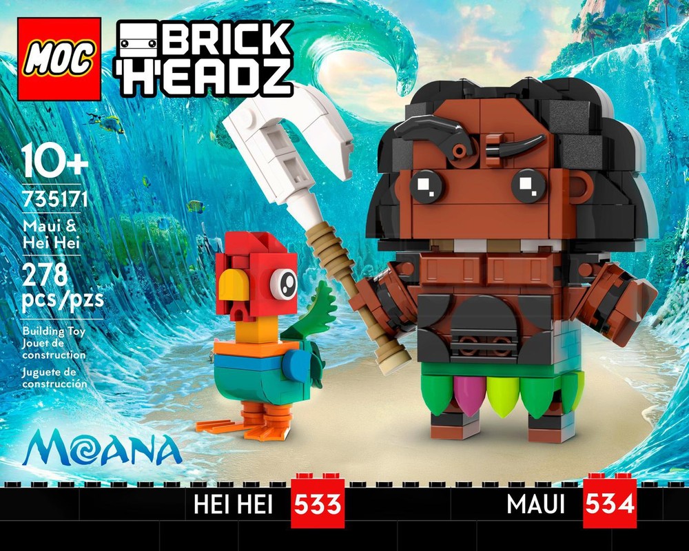 LEGO MOC-201553 Maui & Hei Hei Brickheadz (Moana) by Skyfoxbricks ...