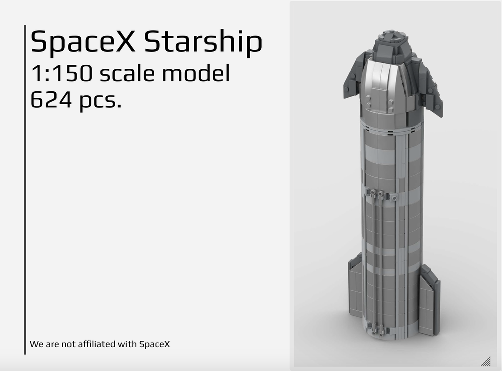 LEGO MOC SpaceX Starship 1:150 Scale by Dodoshka | Rebrickable - Build with LEGO