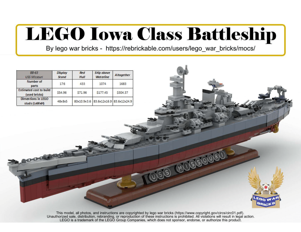 LEGO MOC Iowa Class Battleship USS Missouri by lego_war_bricks ...
